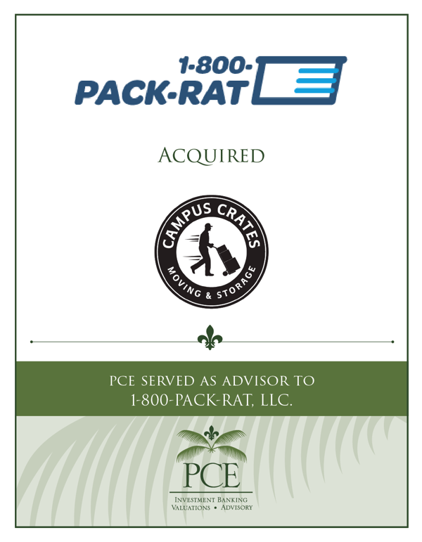 PCE Advises 1-800-PACK-RAT on the Acquisition of Campus Crates