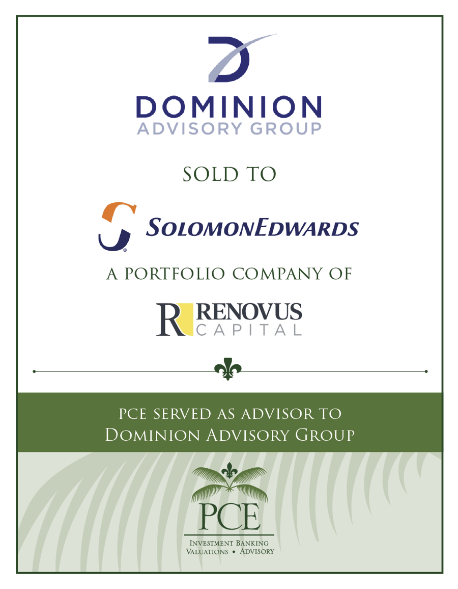 PCE Announces the Sale of Dominion Advisory Group