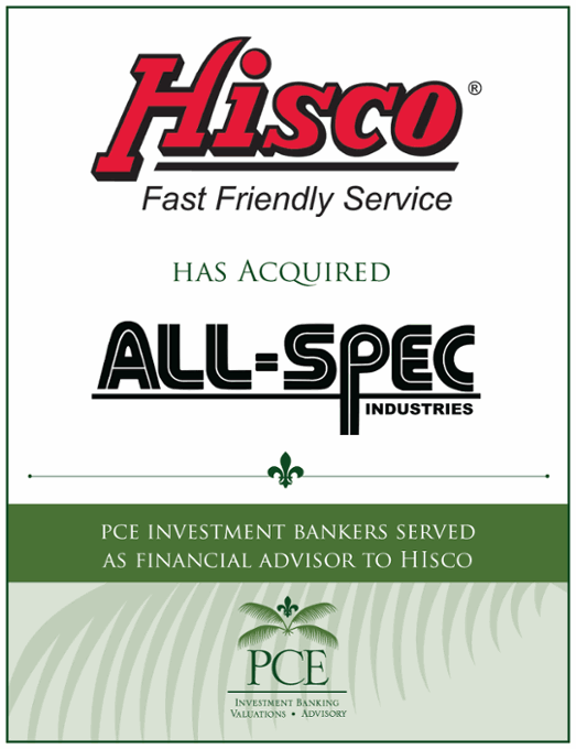 PCE Advises Hisco on Acquisition of All-Spec Industries
