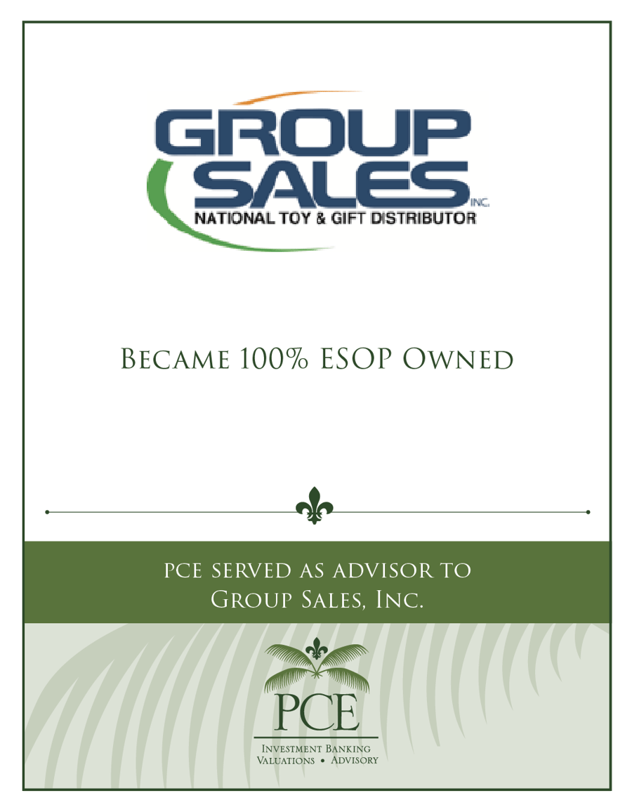 Group Sales, Inc. Forms 100% ESOP | PCE Investment Bankers